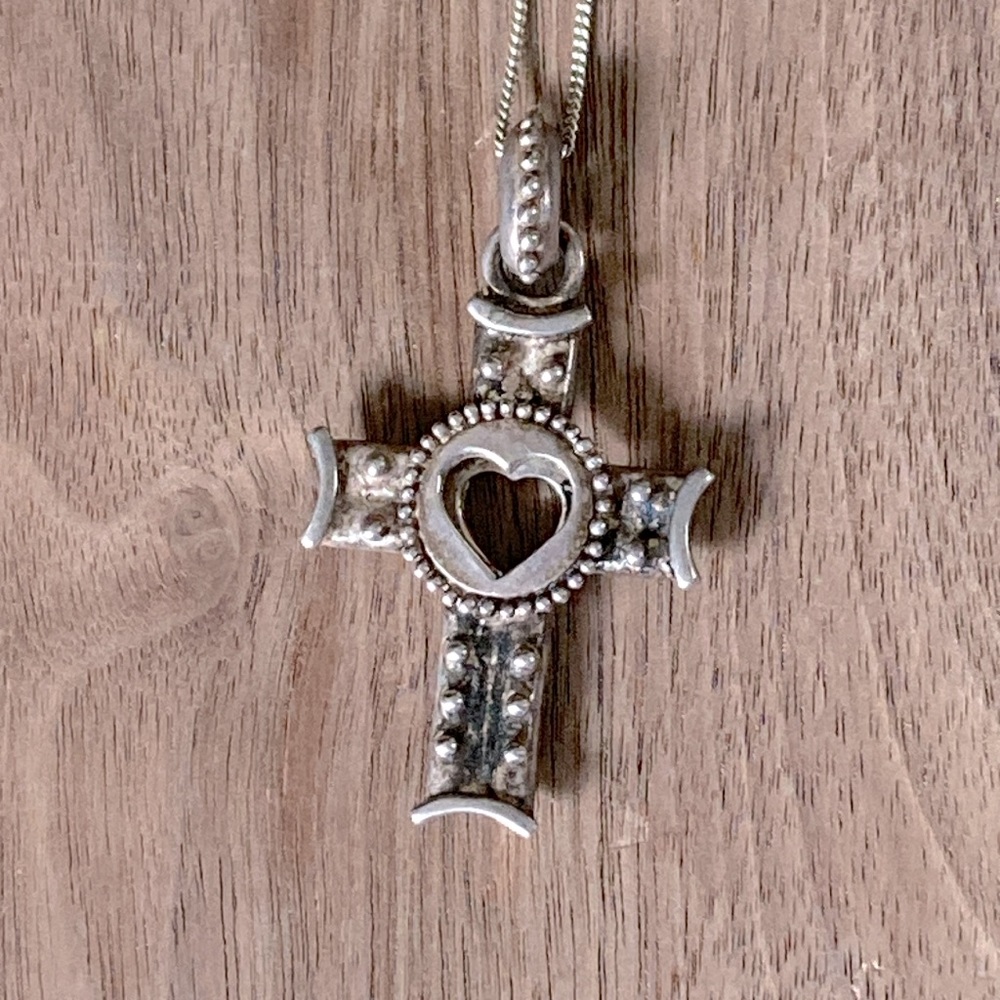 Antique British Sterling Cross Locket - Gem